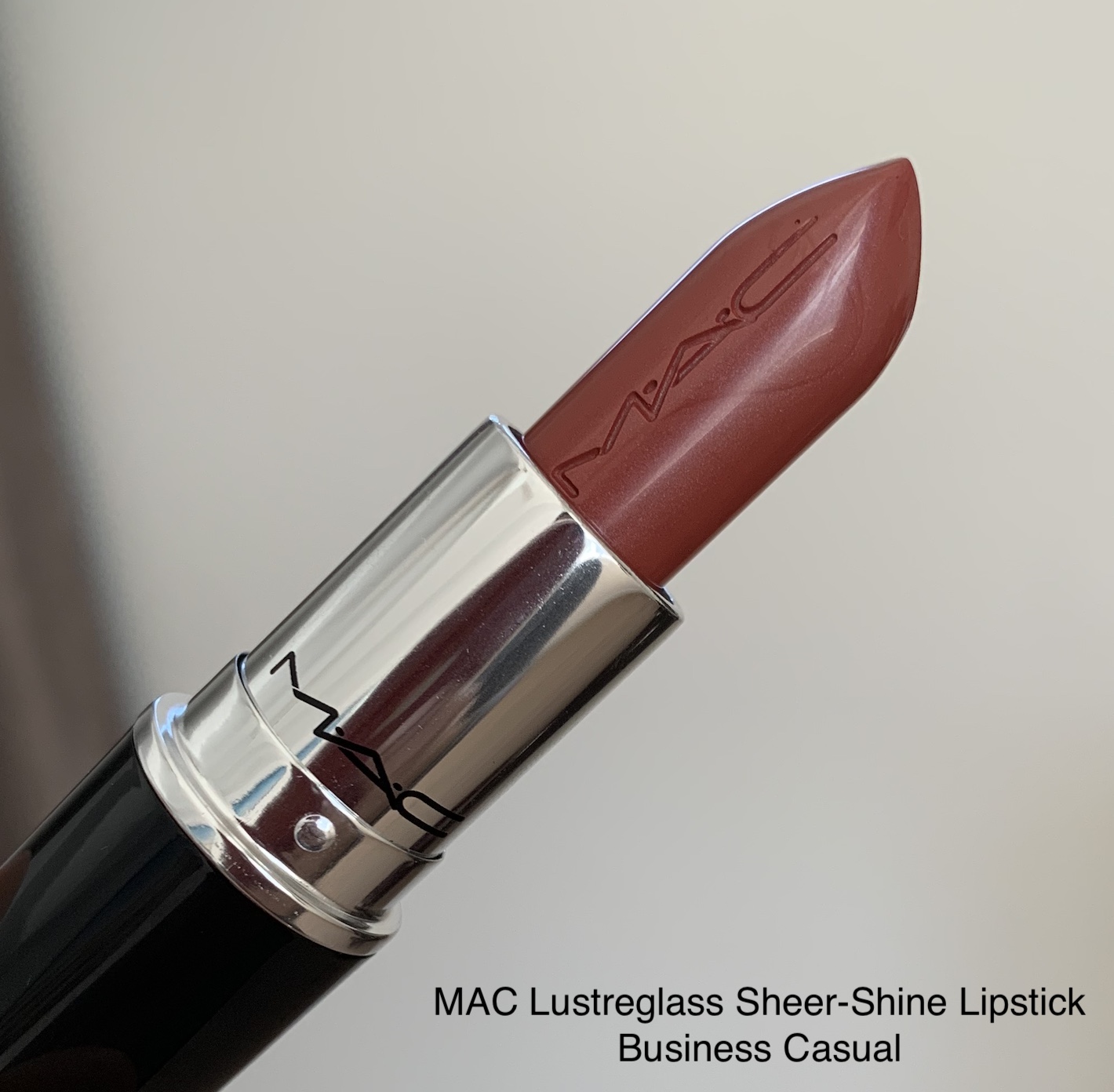 MAC Lustreglass Sheer-Shine Lipstick (Business Casual Swatch) – Nikki ...